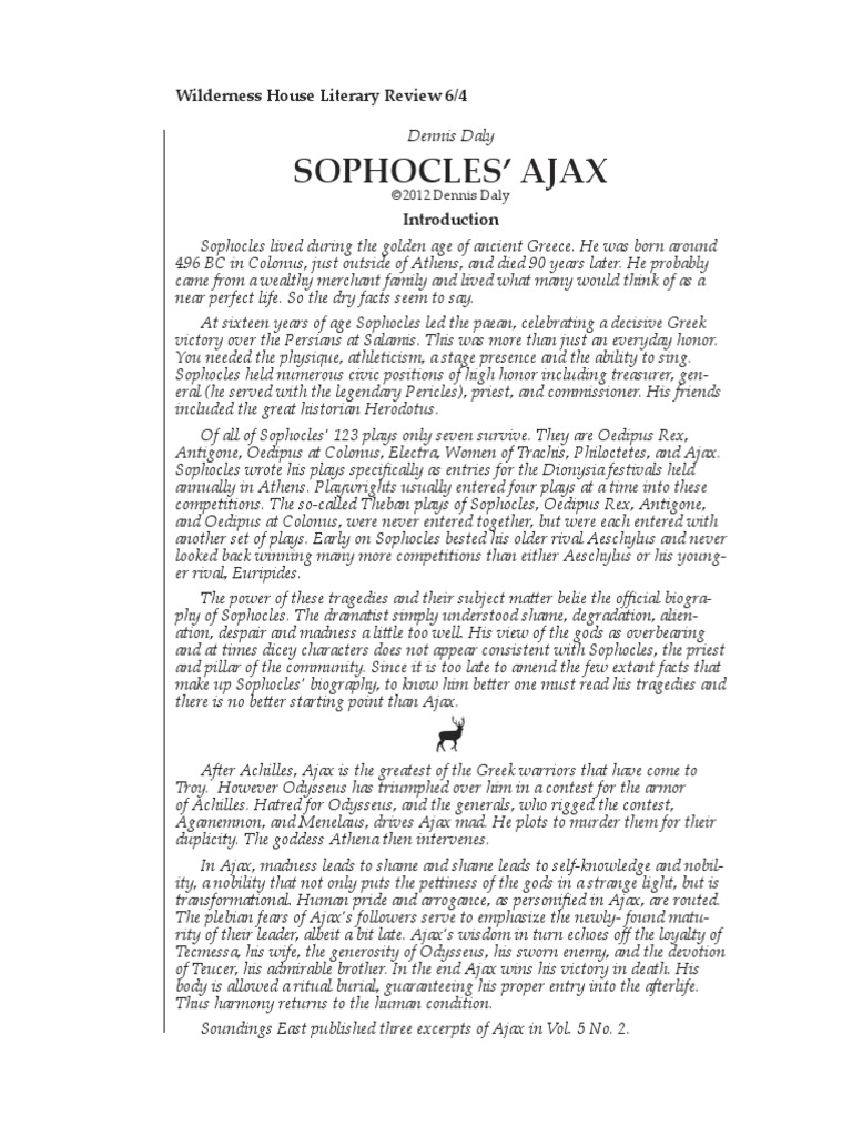 Sophocles' Ajax | PDF | Sophocles | Greek Mythology