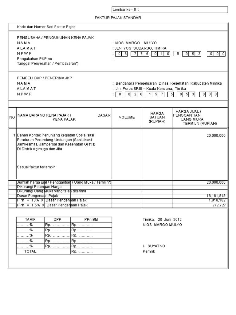 Faktur Pajak Standar | PDF
