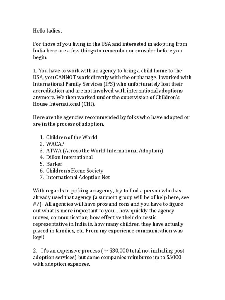 USA-India Adoption Guide for Women | PDF | Adoption | Orphanage