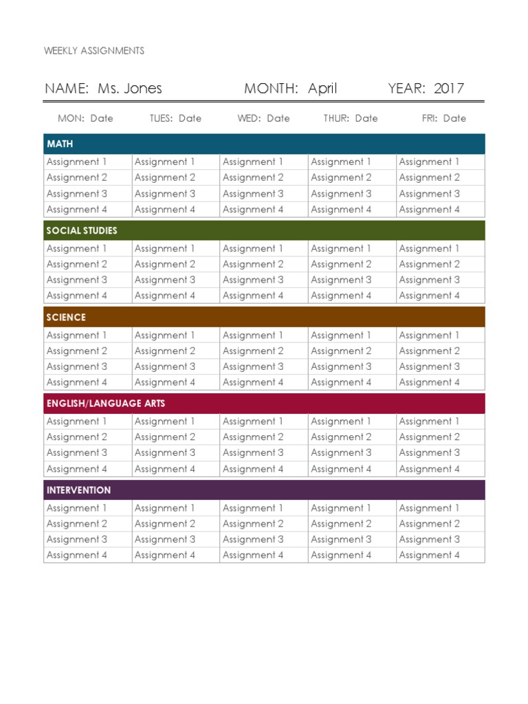 Weekly Assignments | PDF