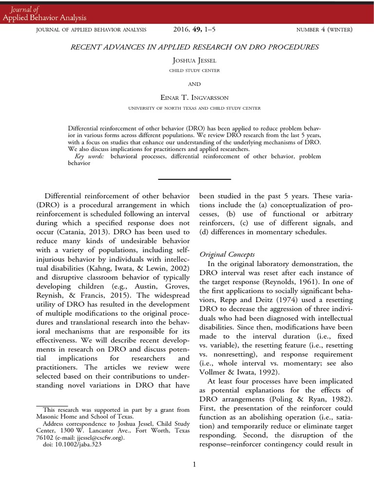 Recent Advances in Applied Research On Dro Procedures | PDF ...