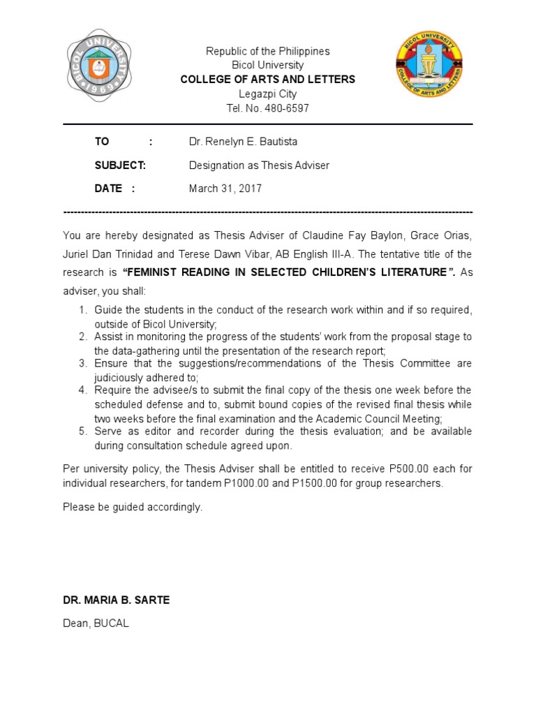 Adviser Designation Letter | PDF