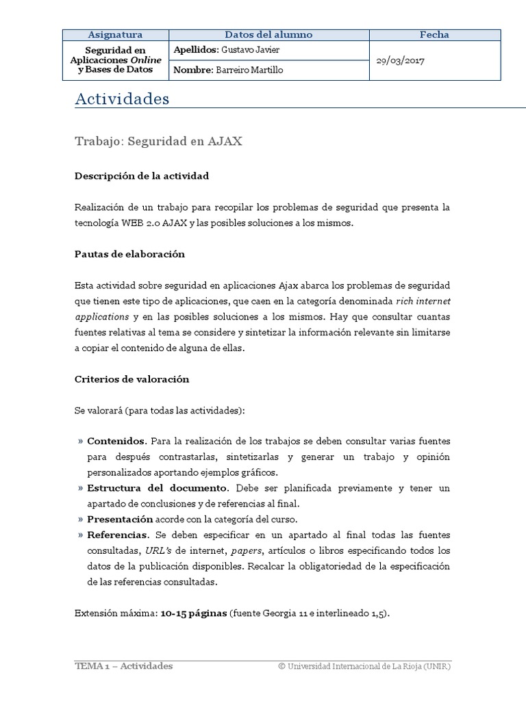 Seguridad Ajax Pdf Script Java Ajax Programación 