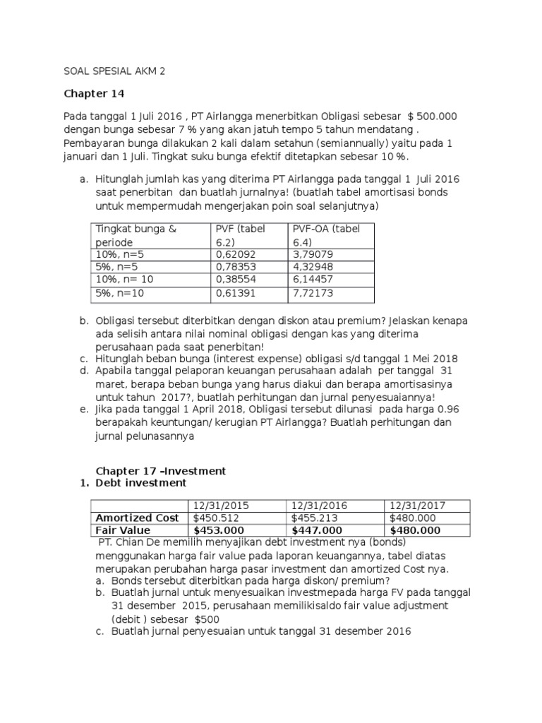 Soal Akm 2 Chapter 14 &17 | PDF