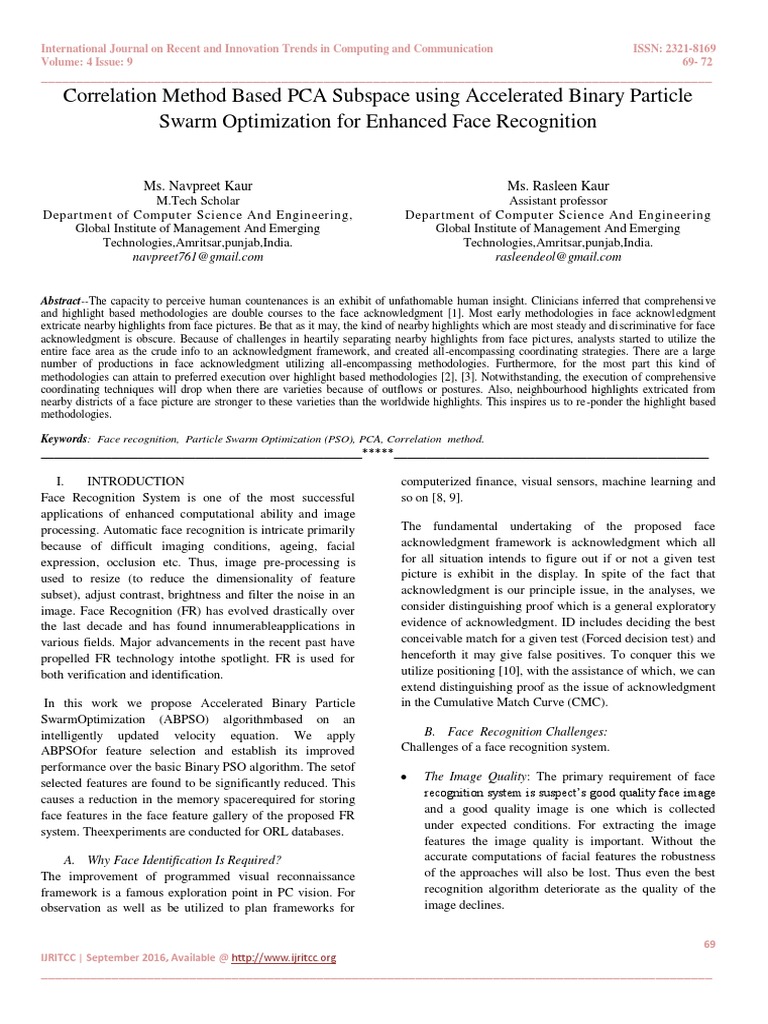 Correlation Method Based PCA Subspace Using Accelerated Binary Particle Swarm Optimization For ...