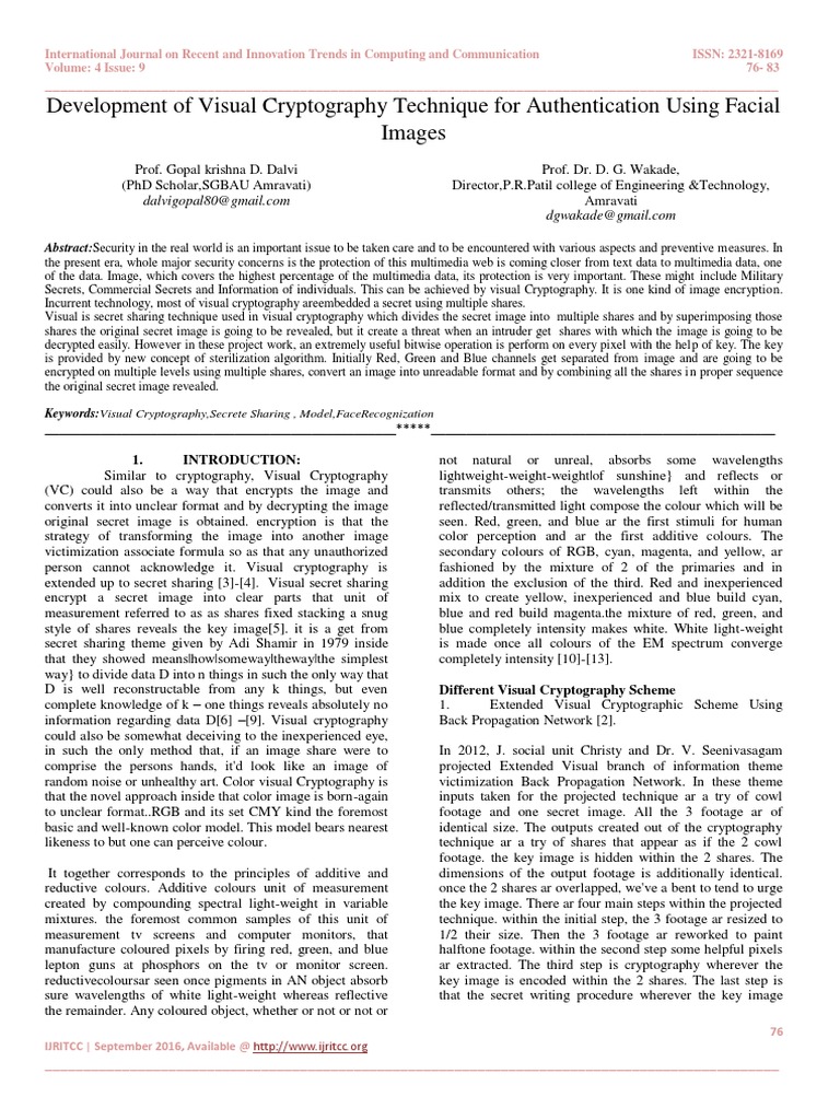 Development of Visual Cryptography Technique For Authentication Using ...
