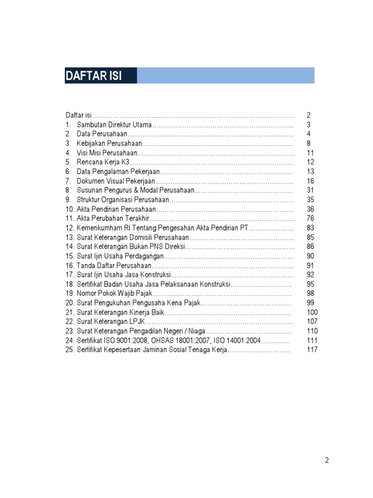 Isi Lengkap Company Profile Perusahaan | PDF