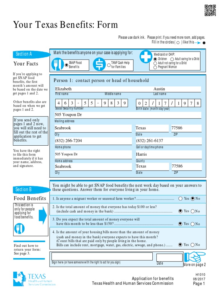 Texas Benefits Application Form | PDF | Race And Ethnicity In The ...