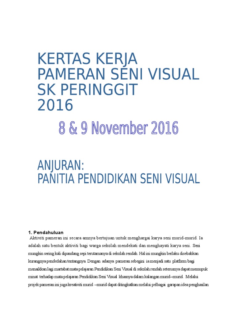 Pameran Seni Murid SK Peringgit | PDF