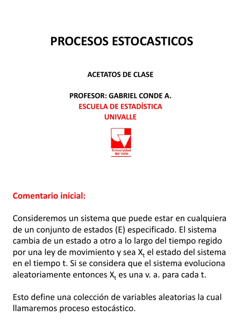 Procesos Estocasticos Presentacion 2017 | PDF | Cadena Markov | Estocástico