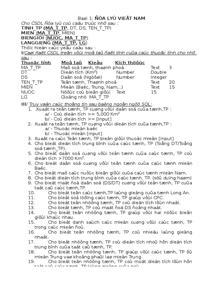 Bai Tap Thuc Hanh CSDL | PDF