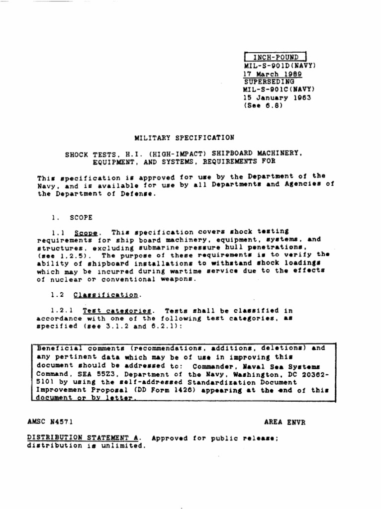 Shock Tests for Naval Shipboard Machinery | PDF | Specification ...