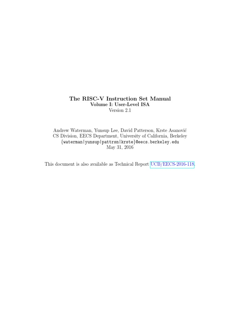 Riscv Spec v2.1 PDF | PDF