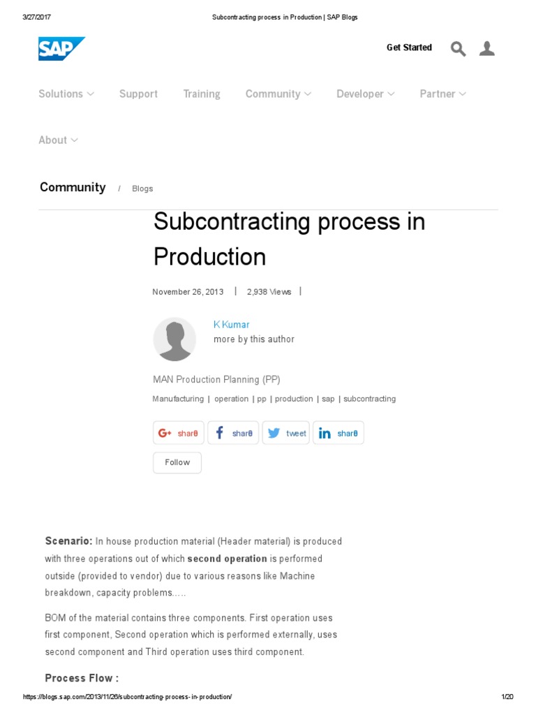 Subcontracting Process in Production - SAP Blogs | PDF | Computing ...