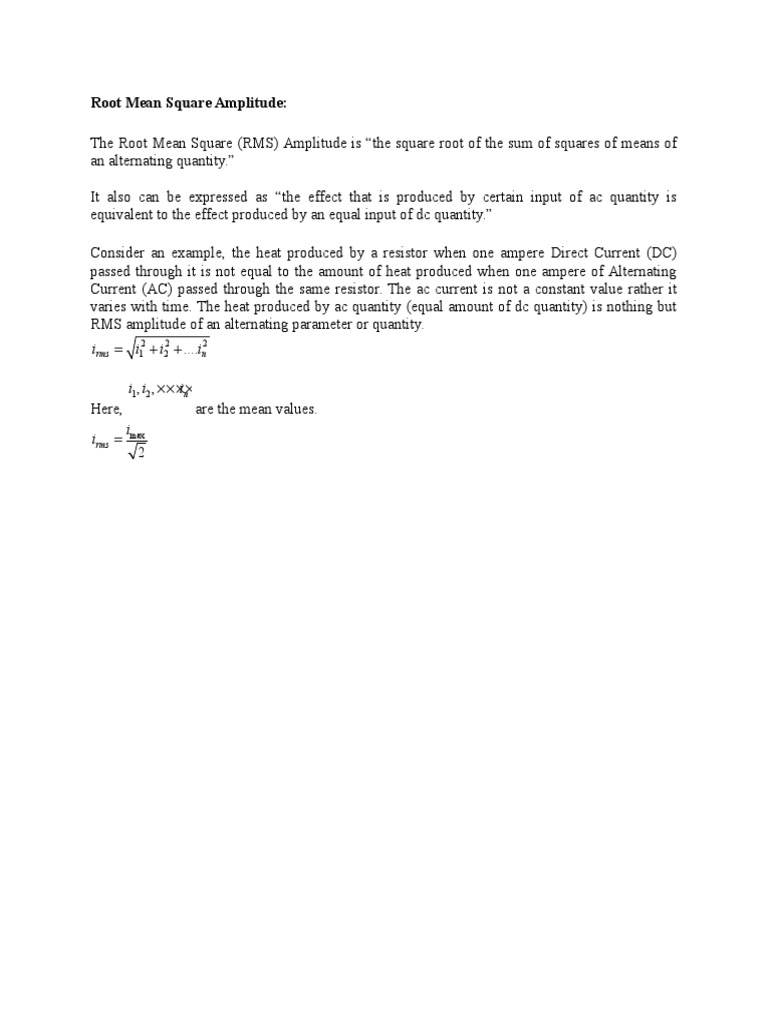 Root Mean Square Amplitude:: I I I I II I | PDF | Root Mean Square | Quantity