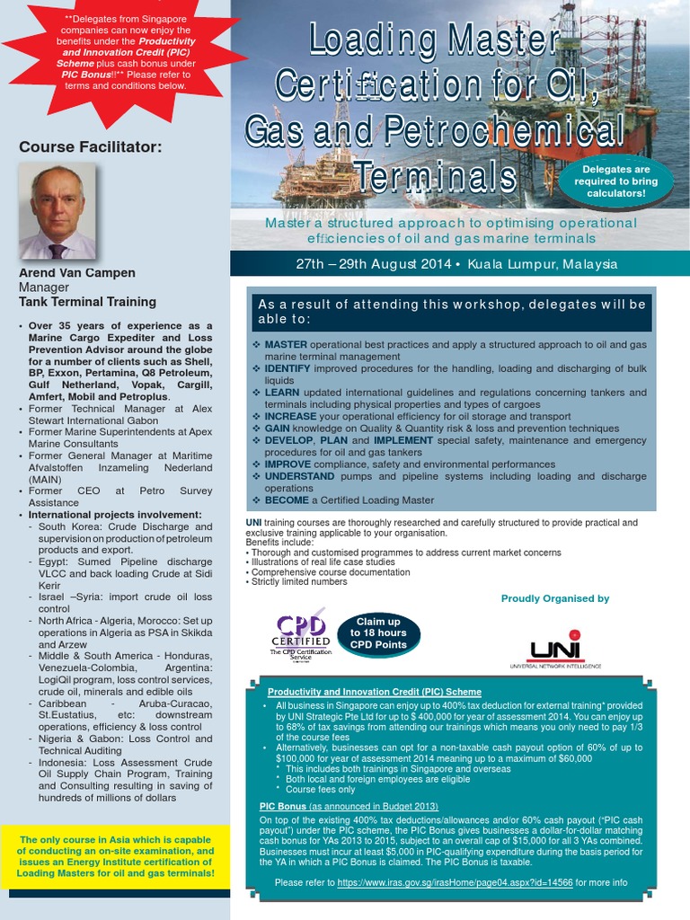 Loading Master Certification For Oil, Gas and Petrochemical Terminals ...