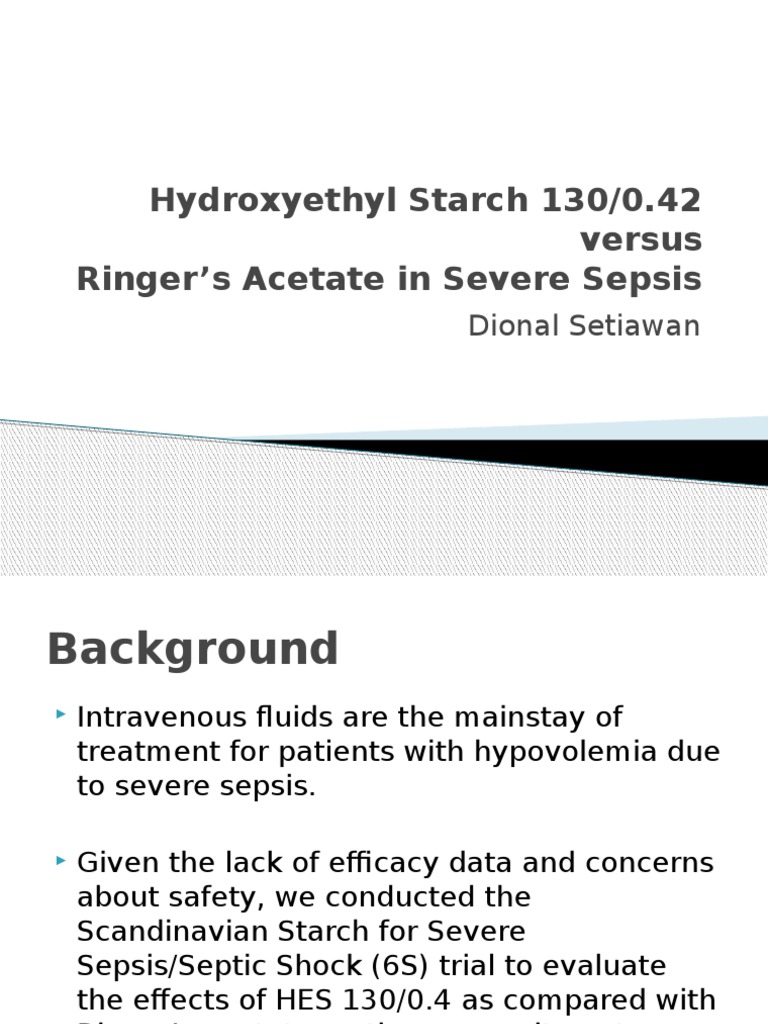 Hydroxyethyl Starch 130 | PDF | Medical Treatments | Diseases And Disorders