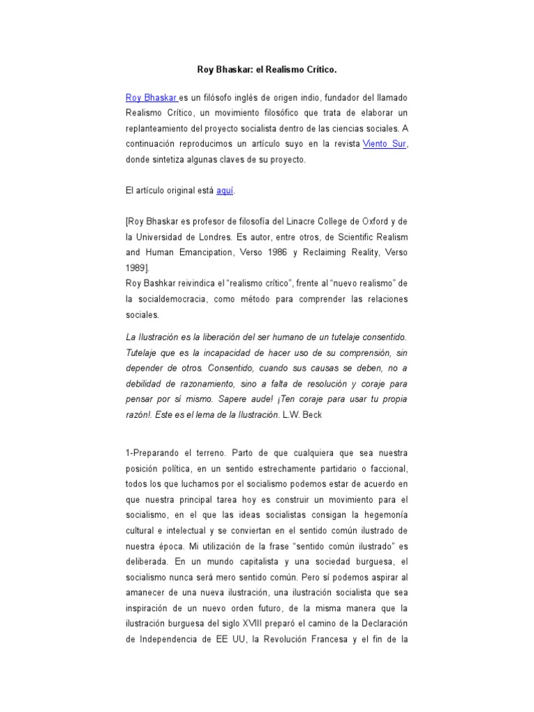 Roy Bhaskar | PDF | Empirismo | Realismo filosófico