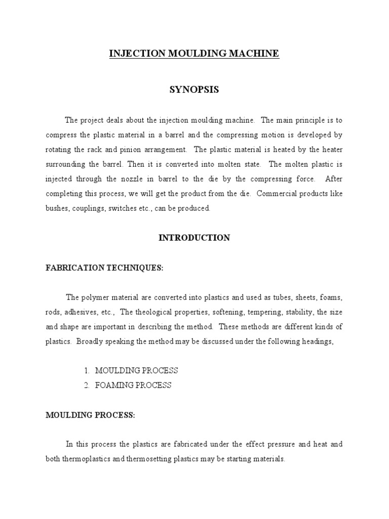 Injection Moulding Machine | PDF | Technology & Engineering