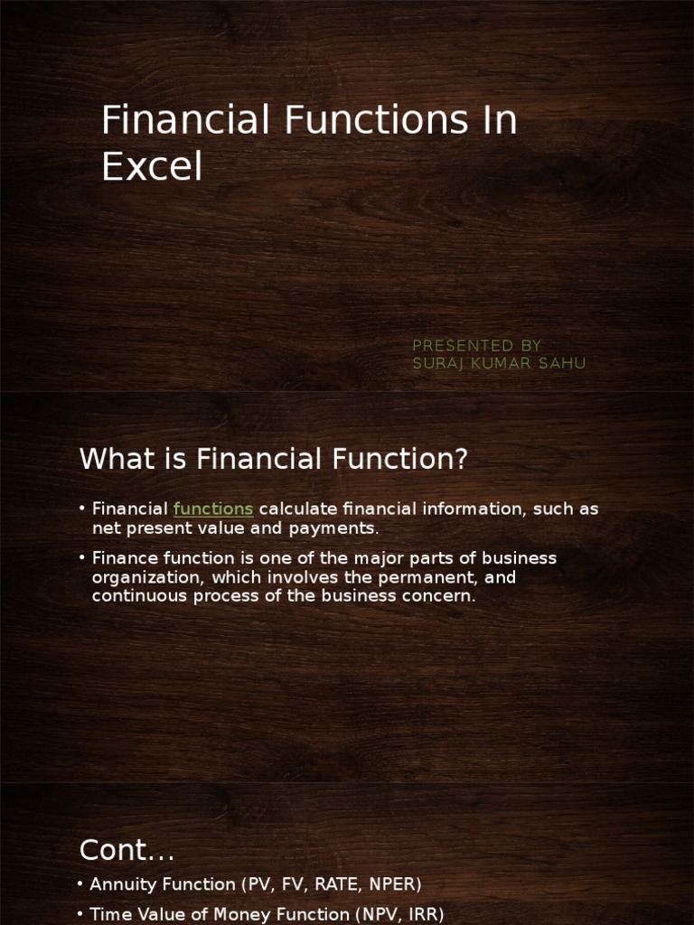 Financial Functions and Dynamic Model in Excel | PDF
