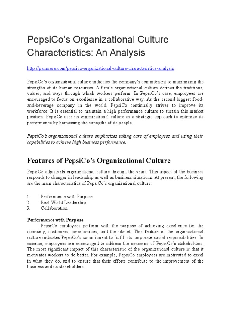 Pepsi Co | PDF | Organizational Culture | Leadership