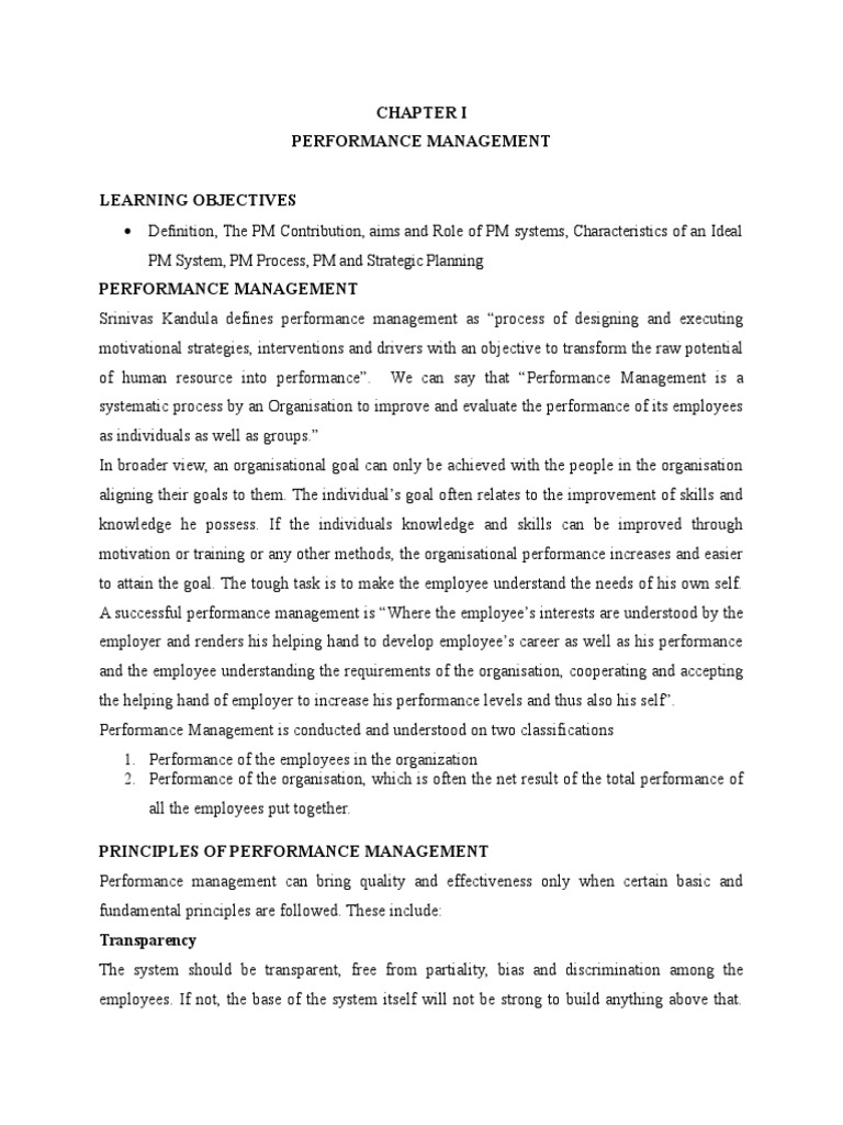 Lecture Notes On Performance Mgt. | PDF
