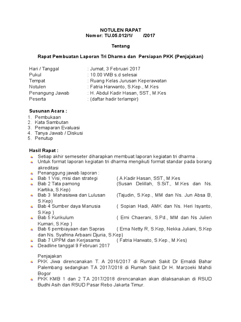 Notulen Rapat PKK | PDF