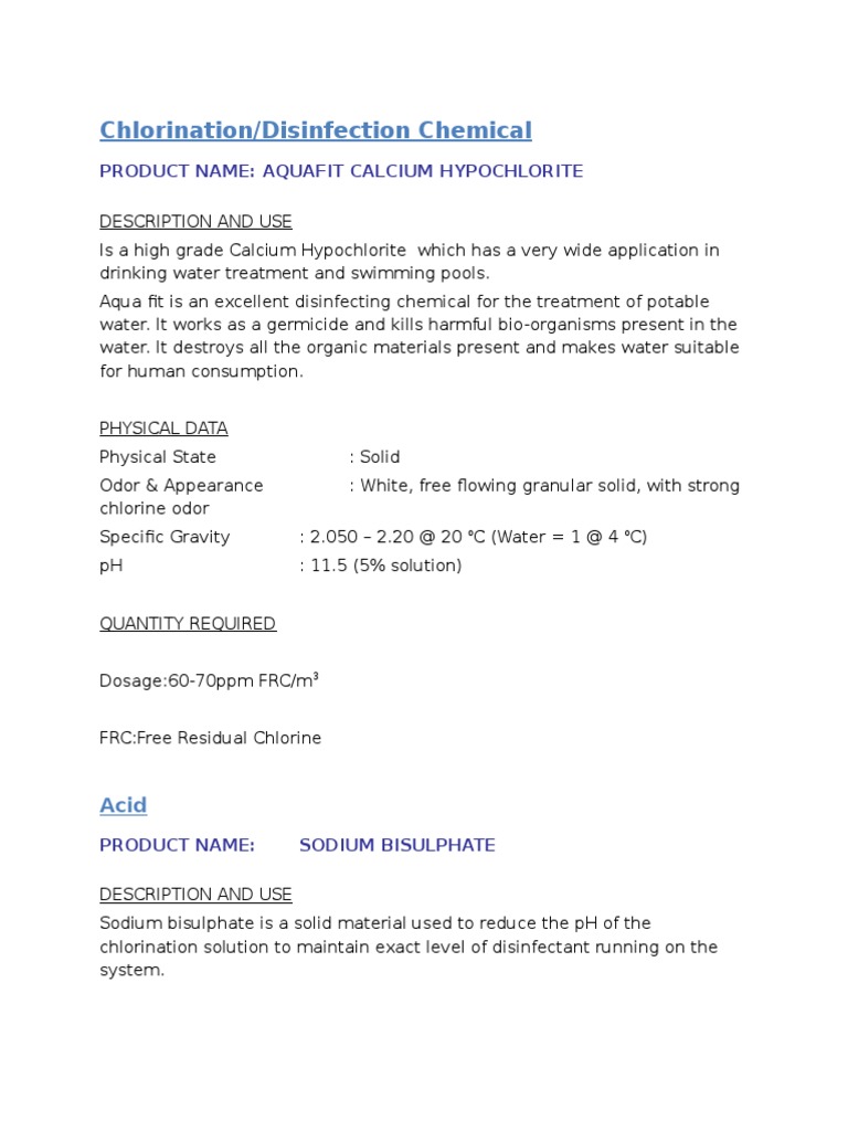 Chlorination | PDF | Chlorine | Disinfectant