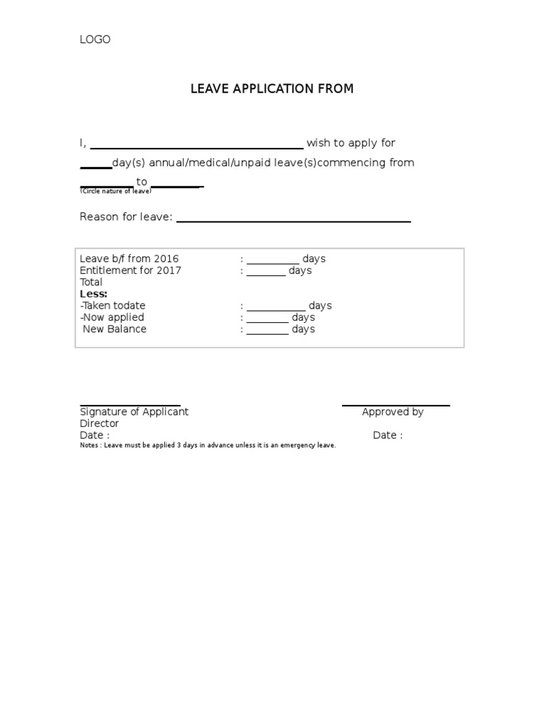 Leave Application Template | PDF | Career & Growth