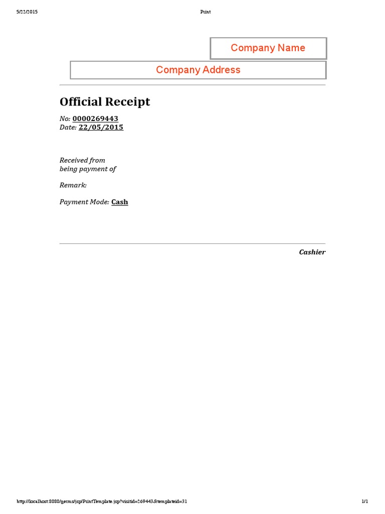 Official Receipt Template | PDF
