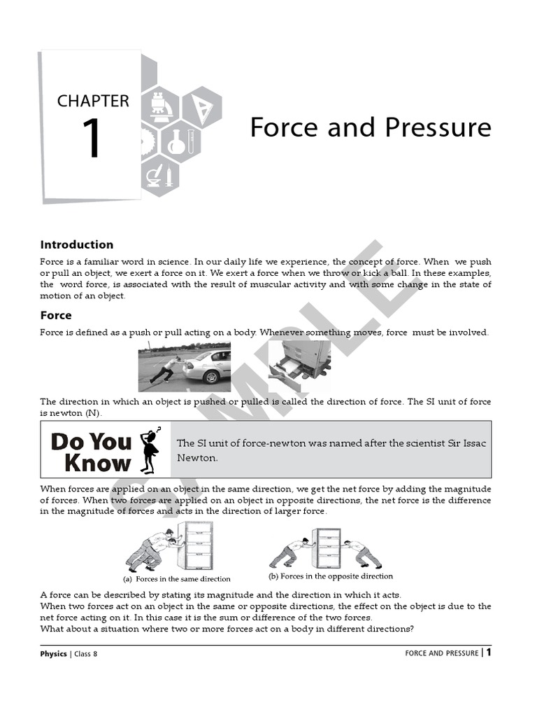 Class 8 Physics: Force & Pressure | PDF | Weight | Force