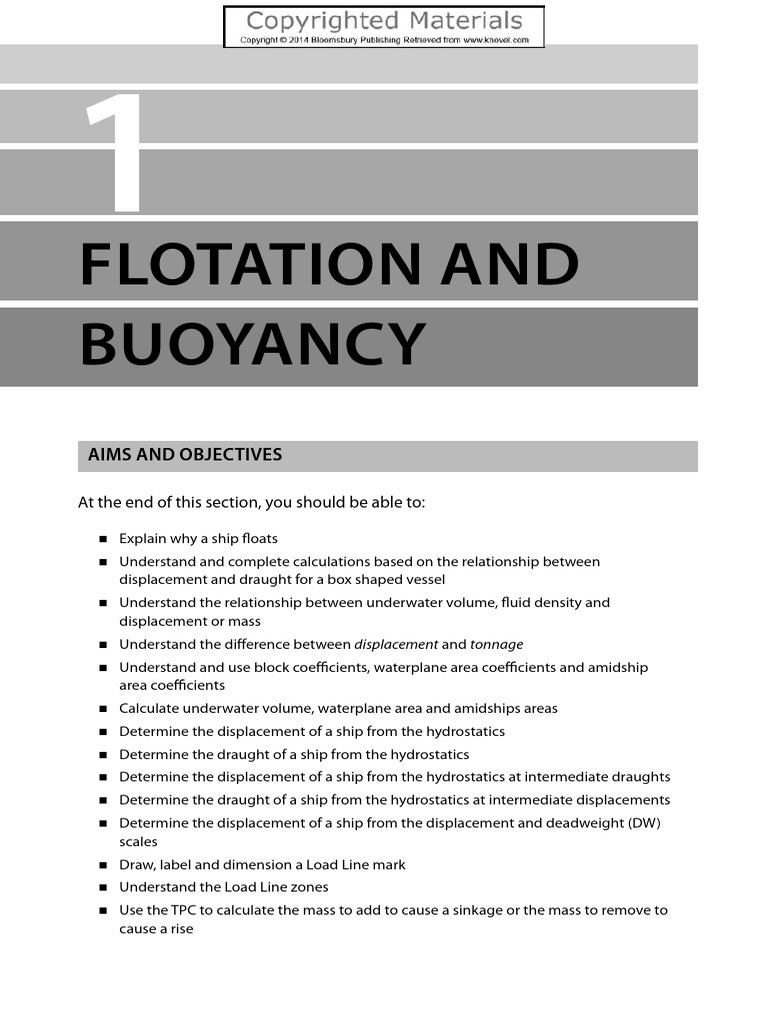 Flotation and Buoyancy | PDF | Tonnage | Buoyancy