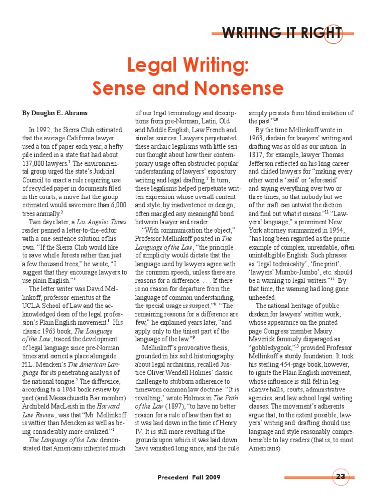 Legal Writing Sense and Nonsense PDF | PDF | History