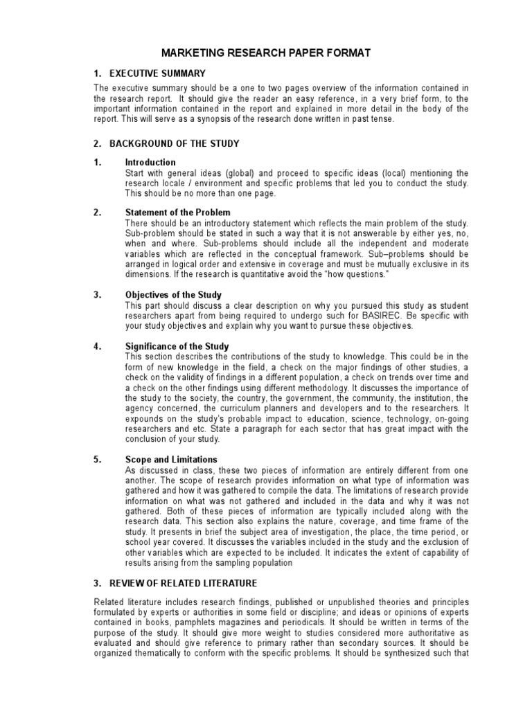 Marketing Research Paper Format Guide | PDF | Research Design | Statistics