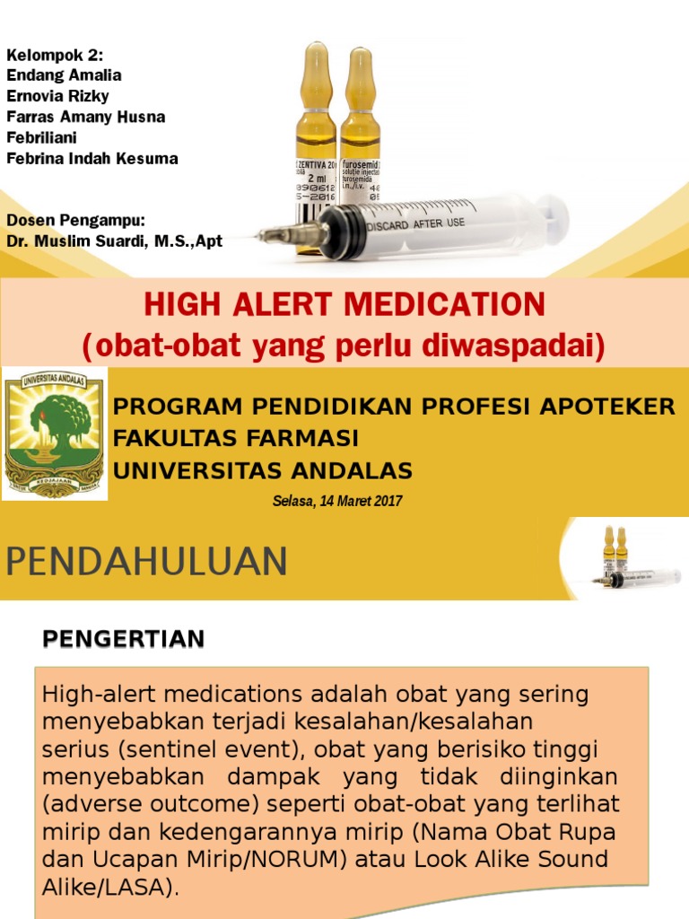 Pengelolaan Obat High Alert dan LASA | PDF