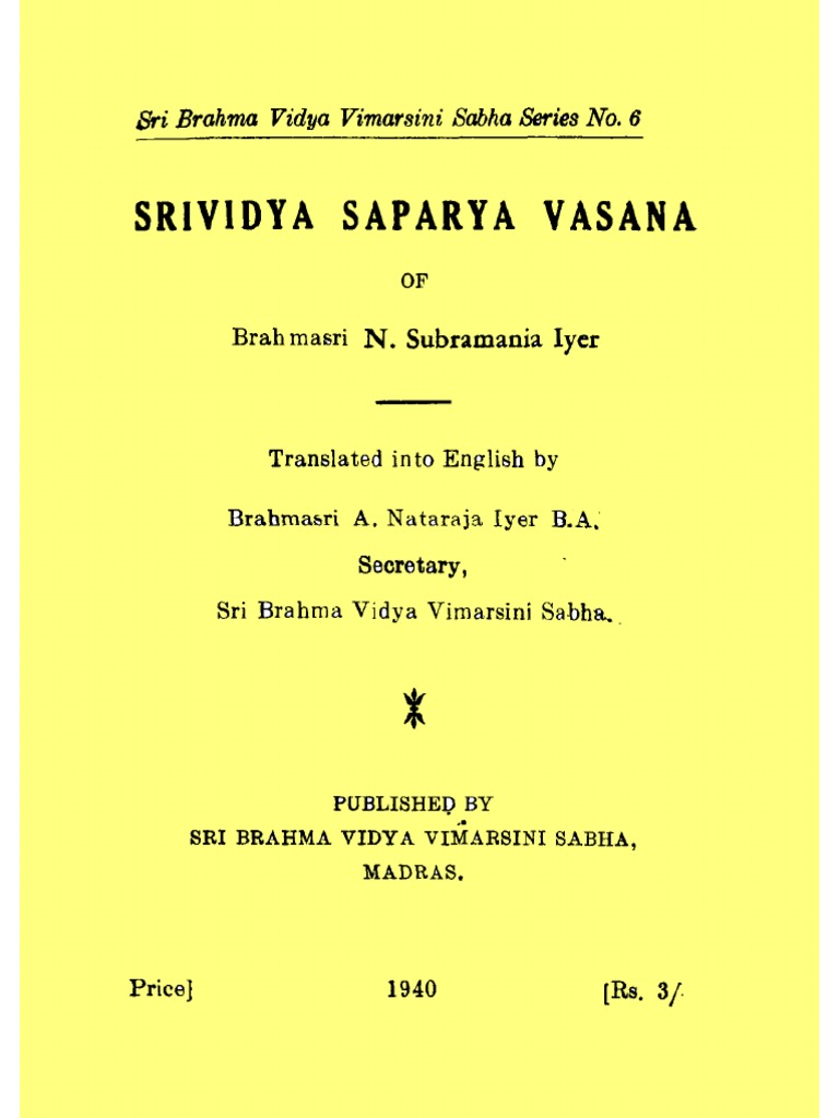 Srividya Saparya Vasana | PDF