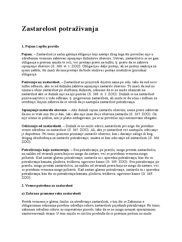 Zastarelost Potraživanja | PDF