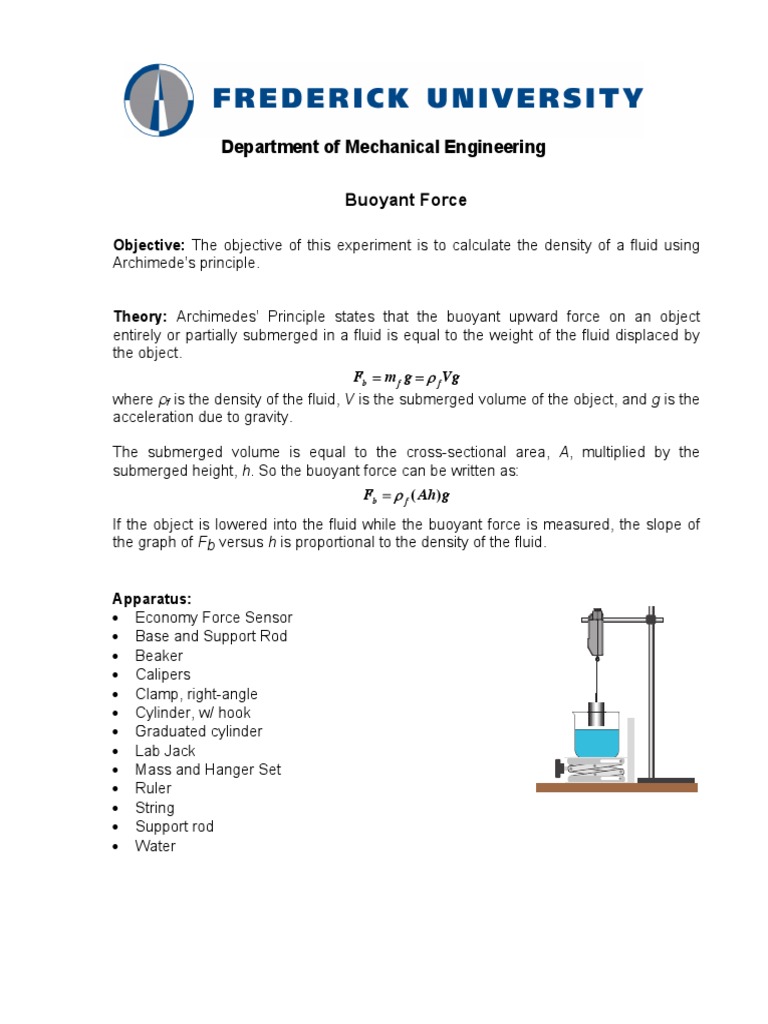 Fluids Lab Buoyant Force | PDF | Buoyancy | Acceleration
