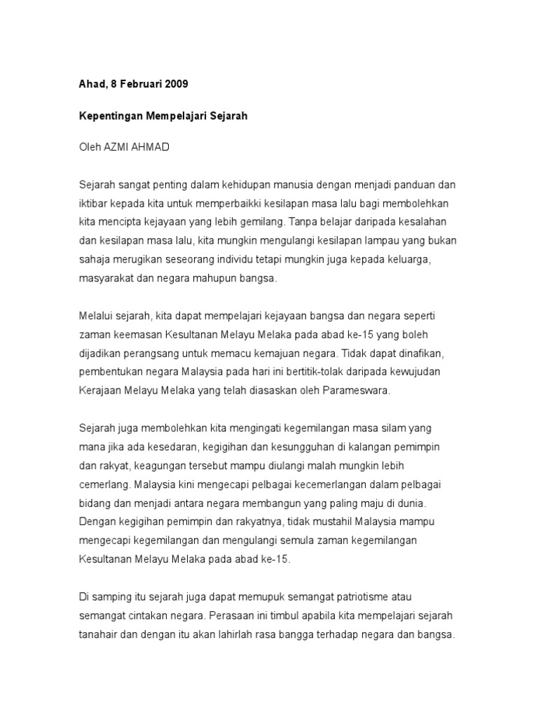 Kepentingan Mempelajari Sejarah Pdf