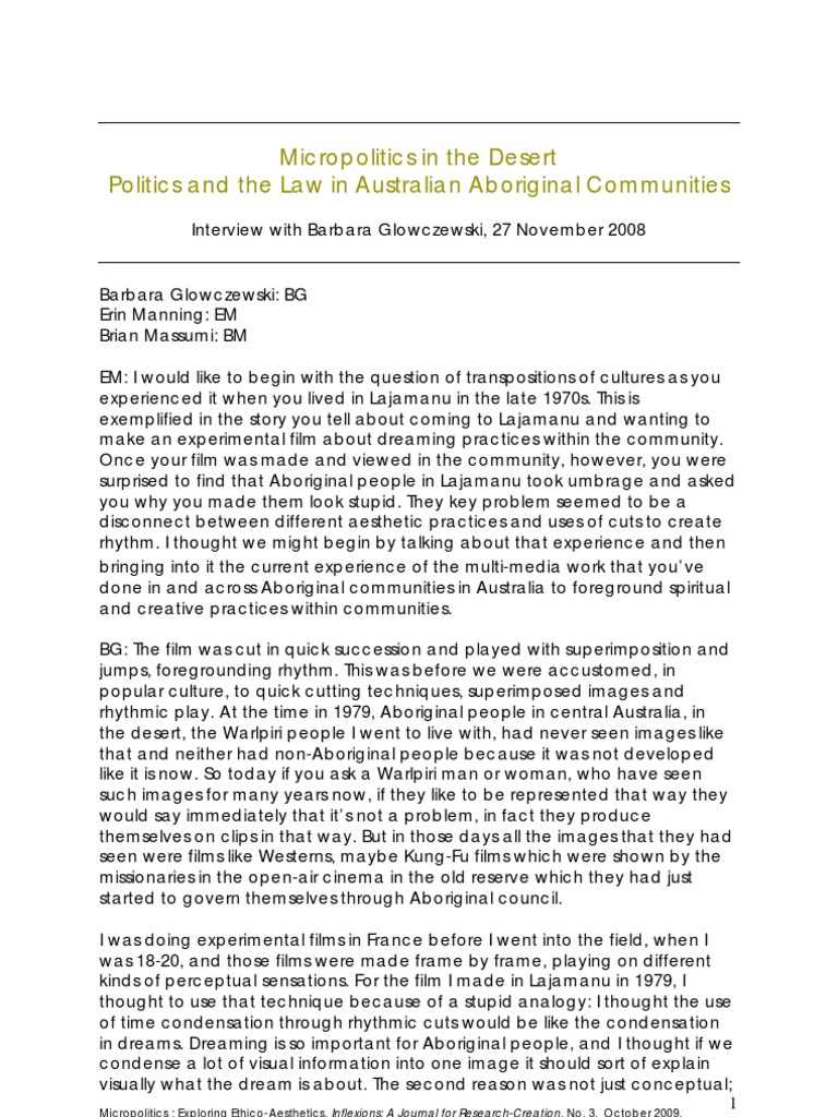Micropolitics in The Desert Politics and The Law in Australian ...