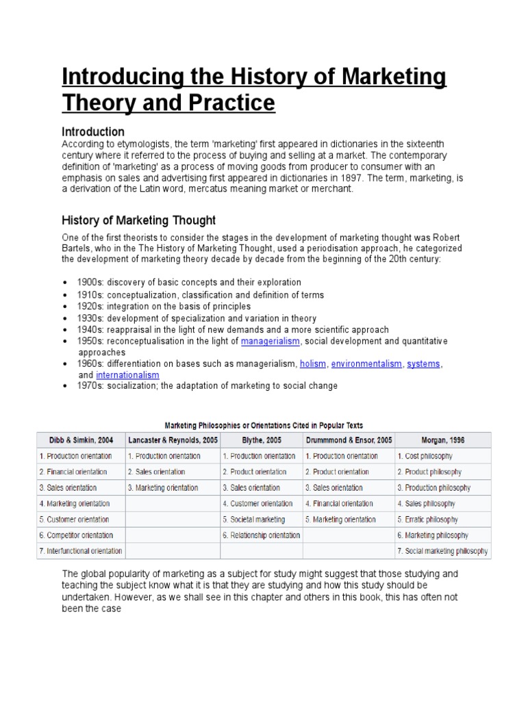 Introducing The History of Marketing Theory and Practice: Managerialism ...