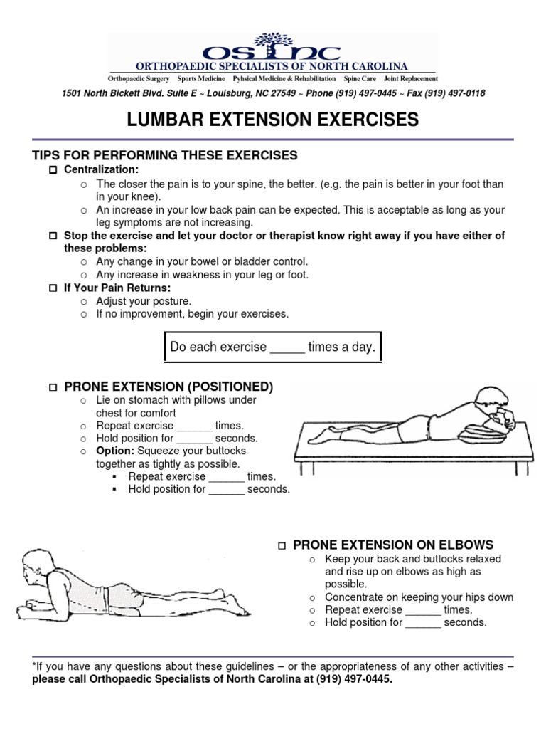 Lumbar Extension Exercise Guidelines | PDF