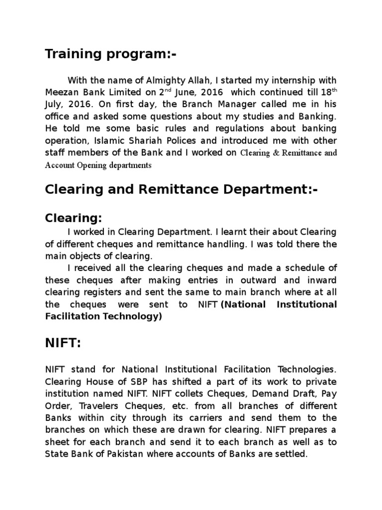 Training Program:-: Clearing | PDF | Cheque | Automated Teller Machine
