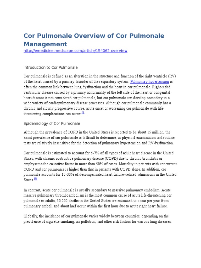 Cor Pulmonale Presentation | PDF | Chronic Obstructive Pulmonary ...