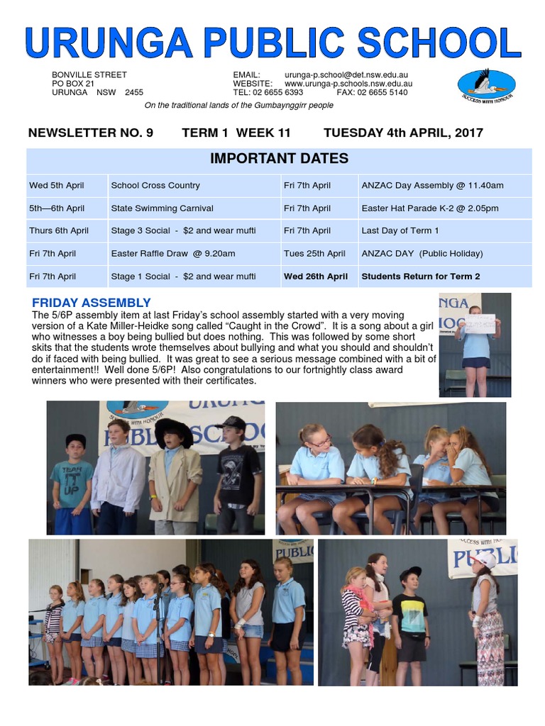 Urunga Public Newsletter - Term 1 Week 11 | PDF | Leisure | Business