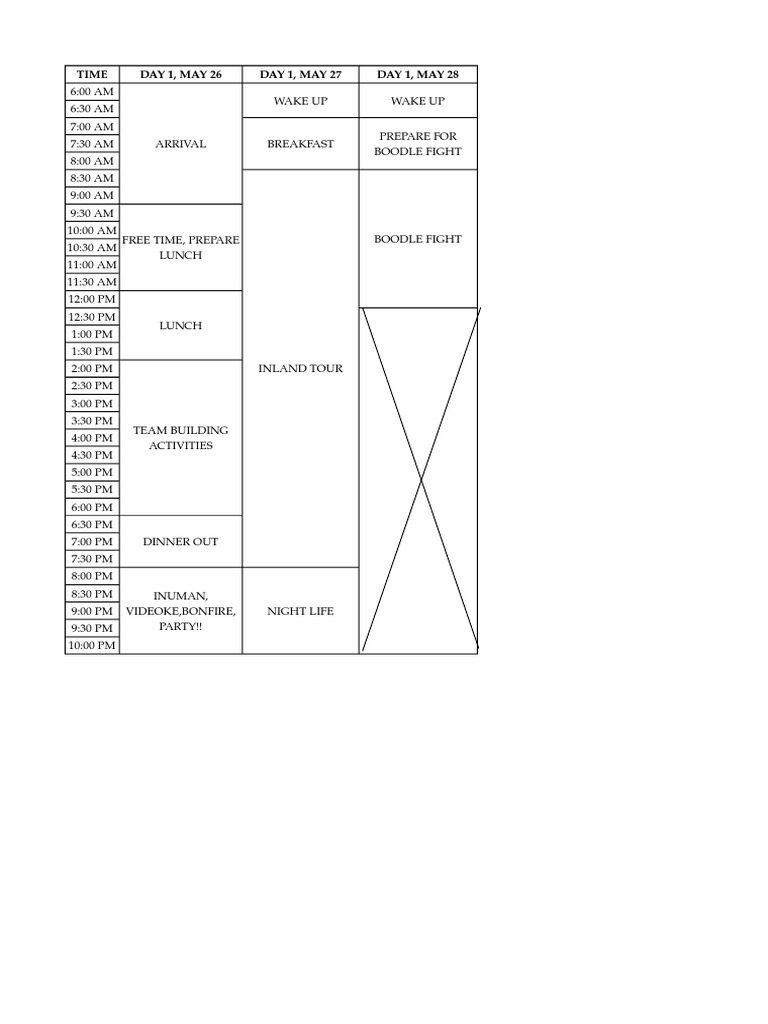 3-Day Itinerary for Team Building Fun | PDF