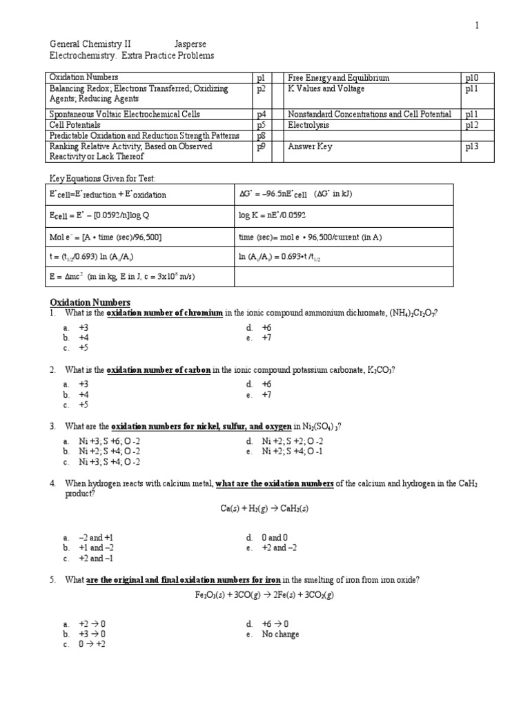 Electrochemistry Practice Problems | PDF | Redox | Anode