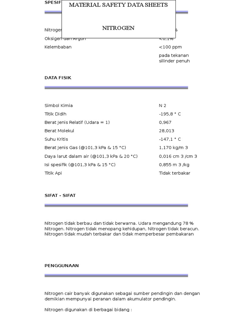 MSDS Nitrogen | PDF