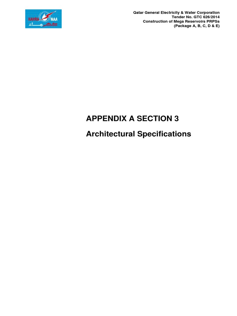 Kahramaa Architectural Specifications | PDF | Precast Concrete | Concrete