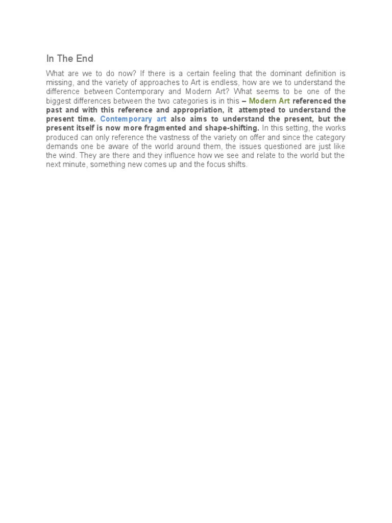 In The End: Contemporary Art | PDF